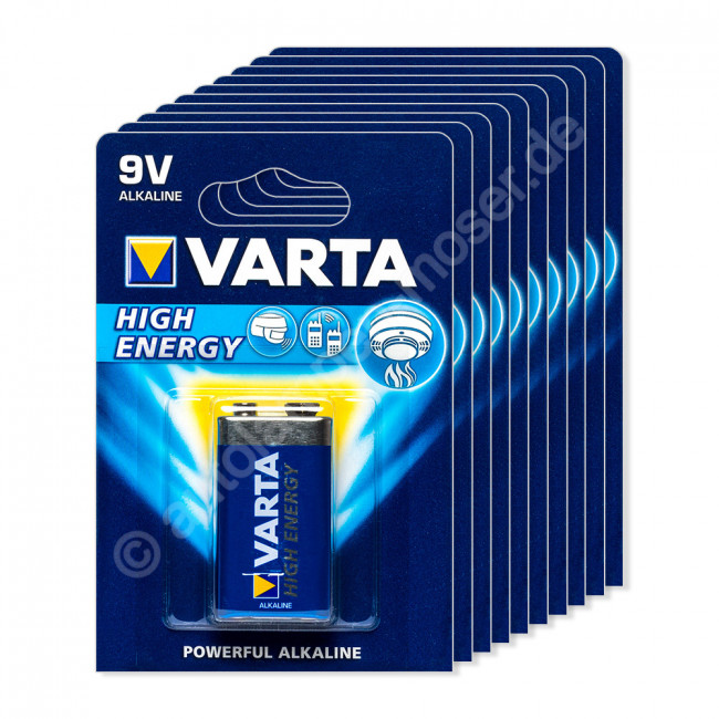 10x 9V E-Block / 6LP3146 - Batterie Alkaline, Varta Longlife Power 4922, 9V, 600 mAh, 10x 1er ...