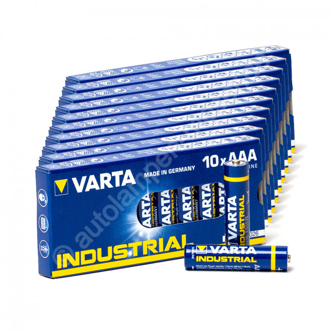 100x Mignon AAA / LR3 - Batterie Alkaline, Varta Industrial 4003, 1,5V ...